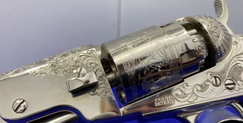 Colt 1862 Pocket Navy 150th Ann. Eng. Sampler w/Full Bright Nickel ...